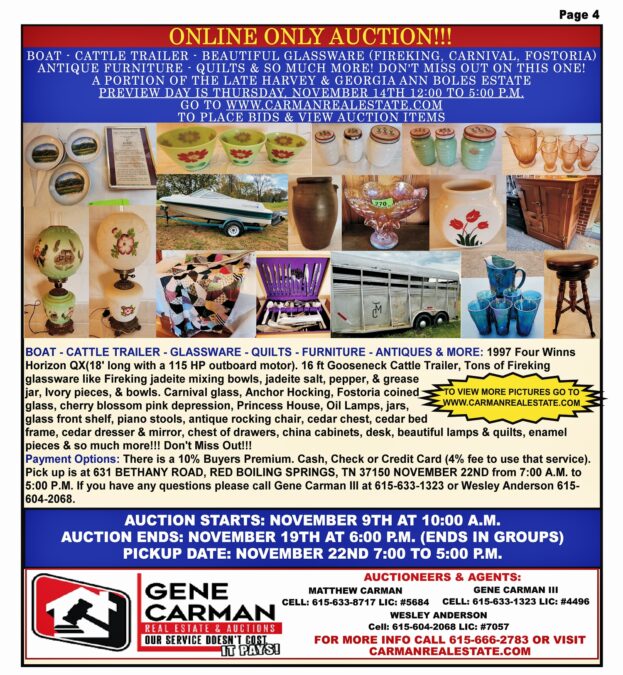 A PORTION OF THE LATE HARVEY & GEORGIA ANN BOLES ESTATE - Gene Carman ...